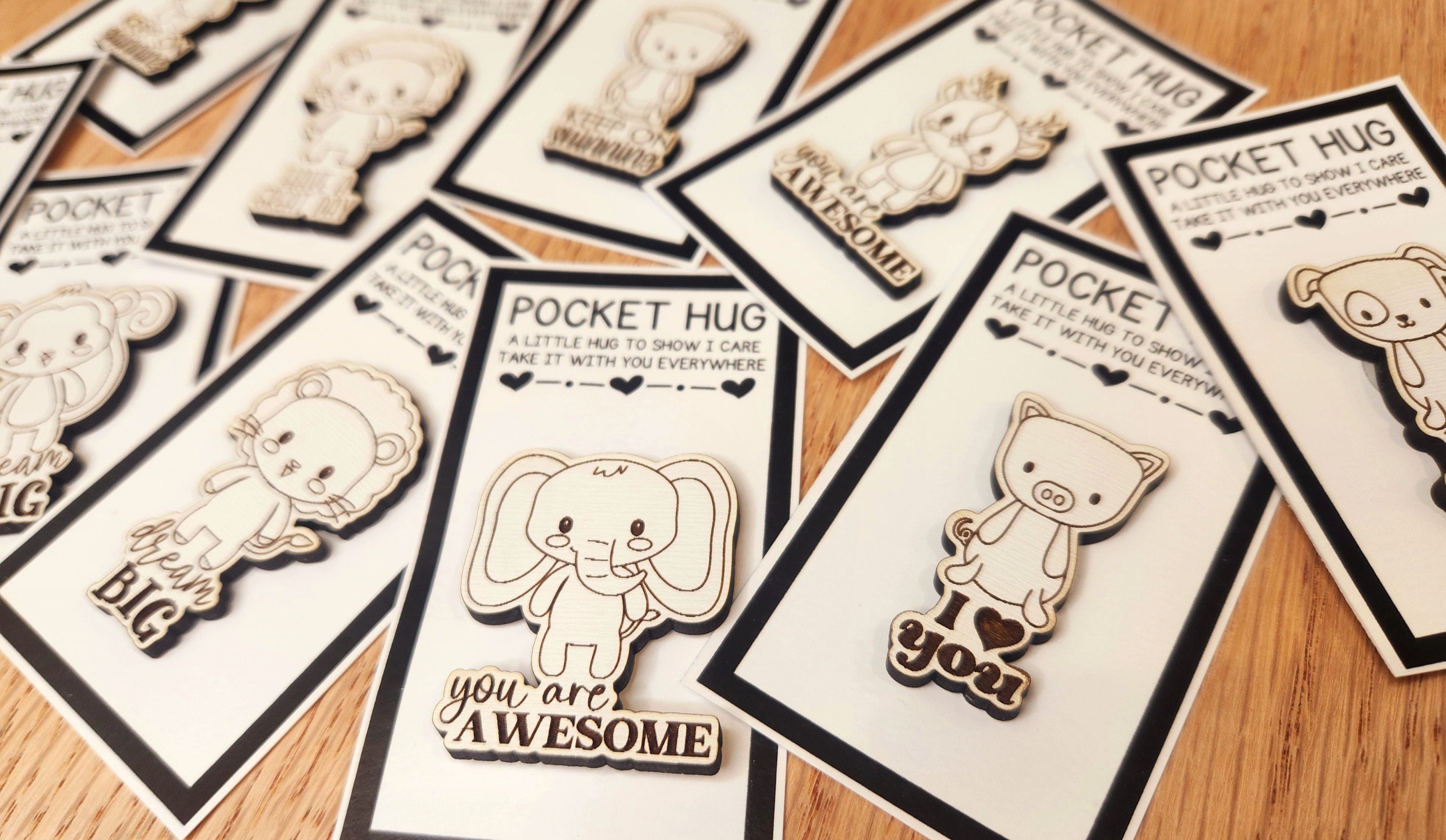 Pocket Hug Wood Animal Token & Card, Pocket Animal Keepsake, Gift for ...