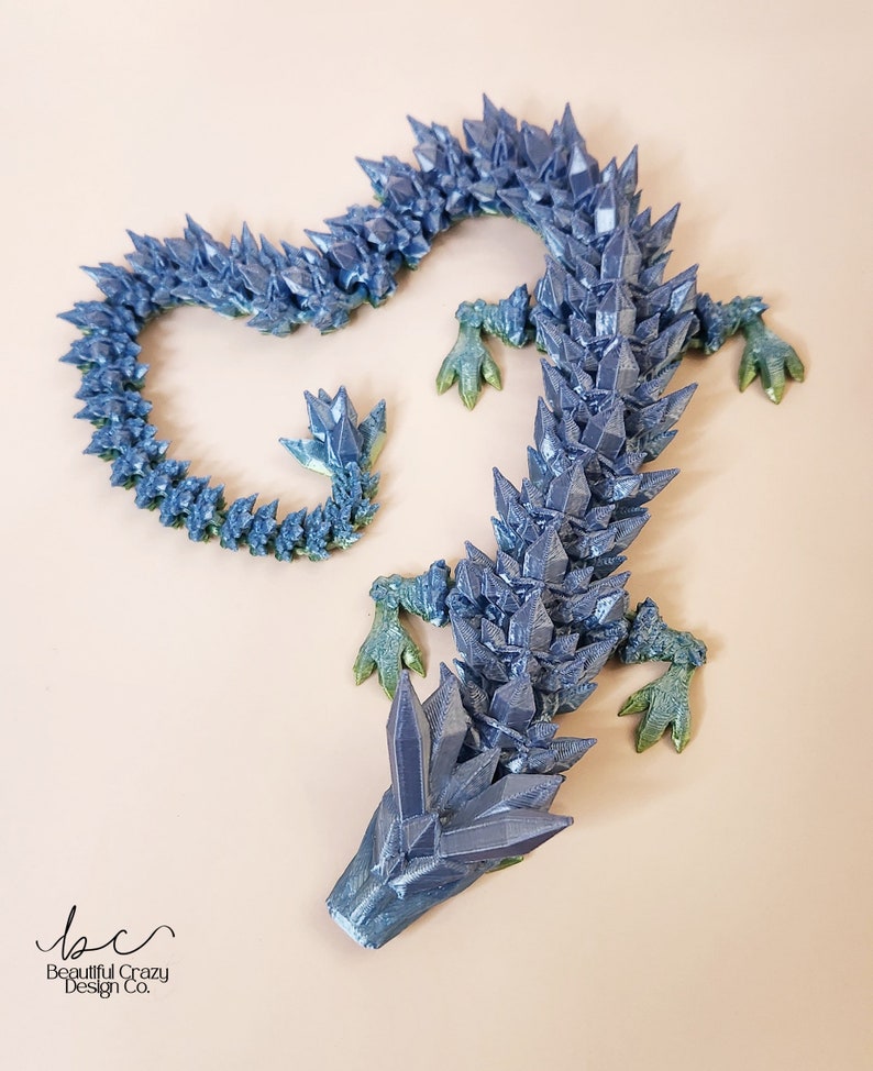 3D Printed Crystal Dragon, Fun Articulated Dragon, 3D Printed Figurine ...