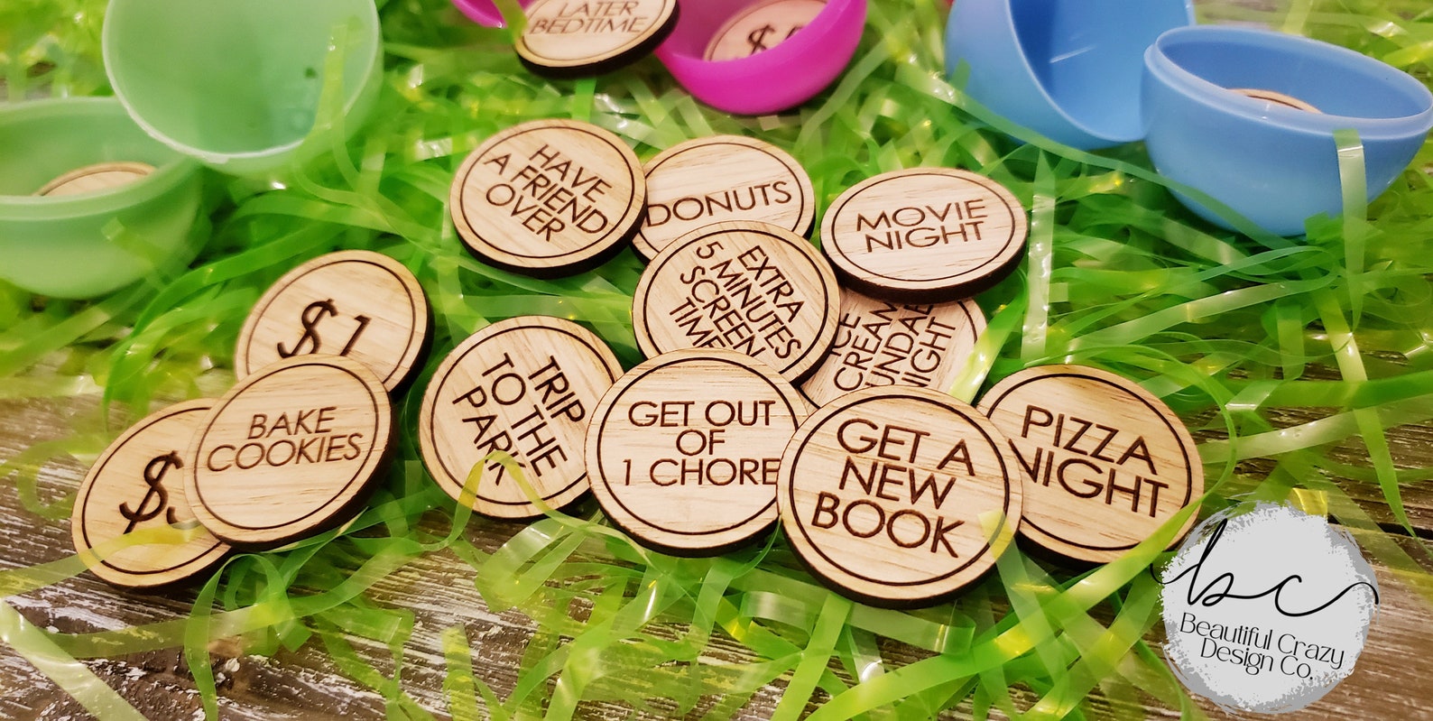 Wood Easter Egg Tokens Easter Basket Wooden Coins Easter - Etsy