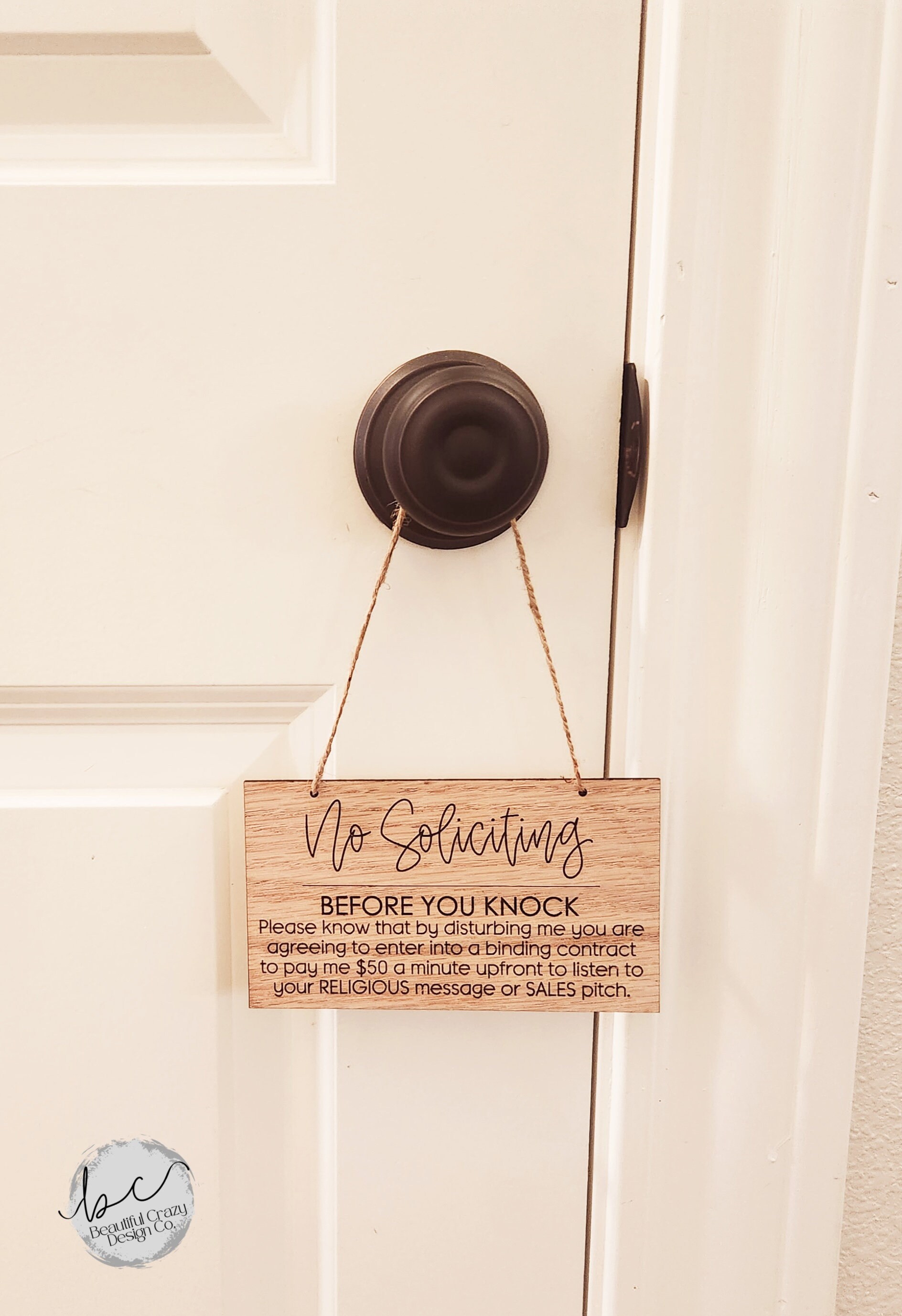 No Soliciting Sign Funny Doorbell Sign Hanging No Soliciting Wood Sign ...
