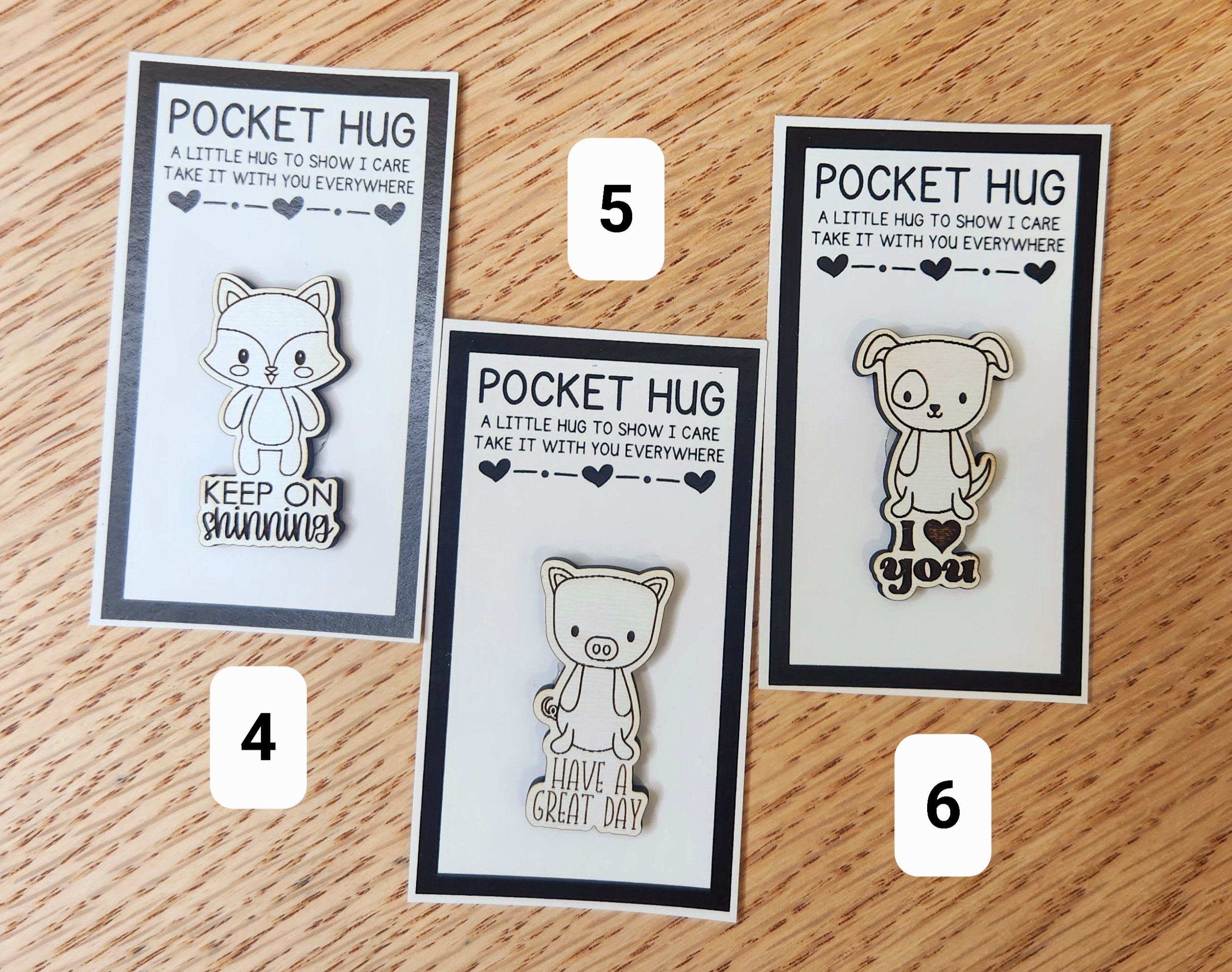 Pocket Hug Wood Animal Token & Card, Pocket Animal Keepsake, Gift for ...