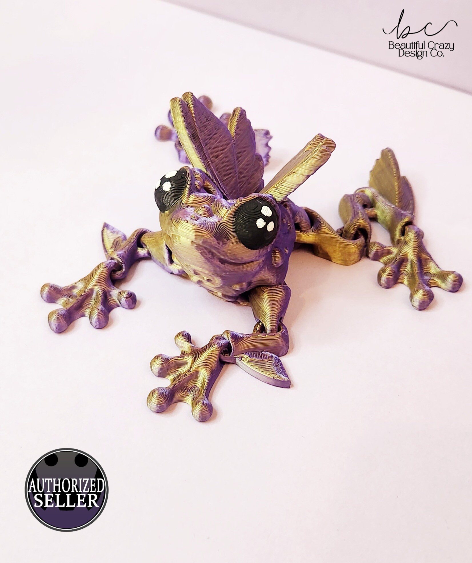 Articulated 3D Printed Winged Flutter Frog Sculpture Customizable ...