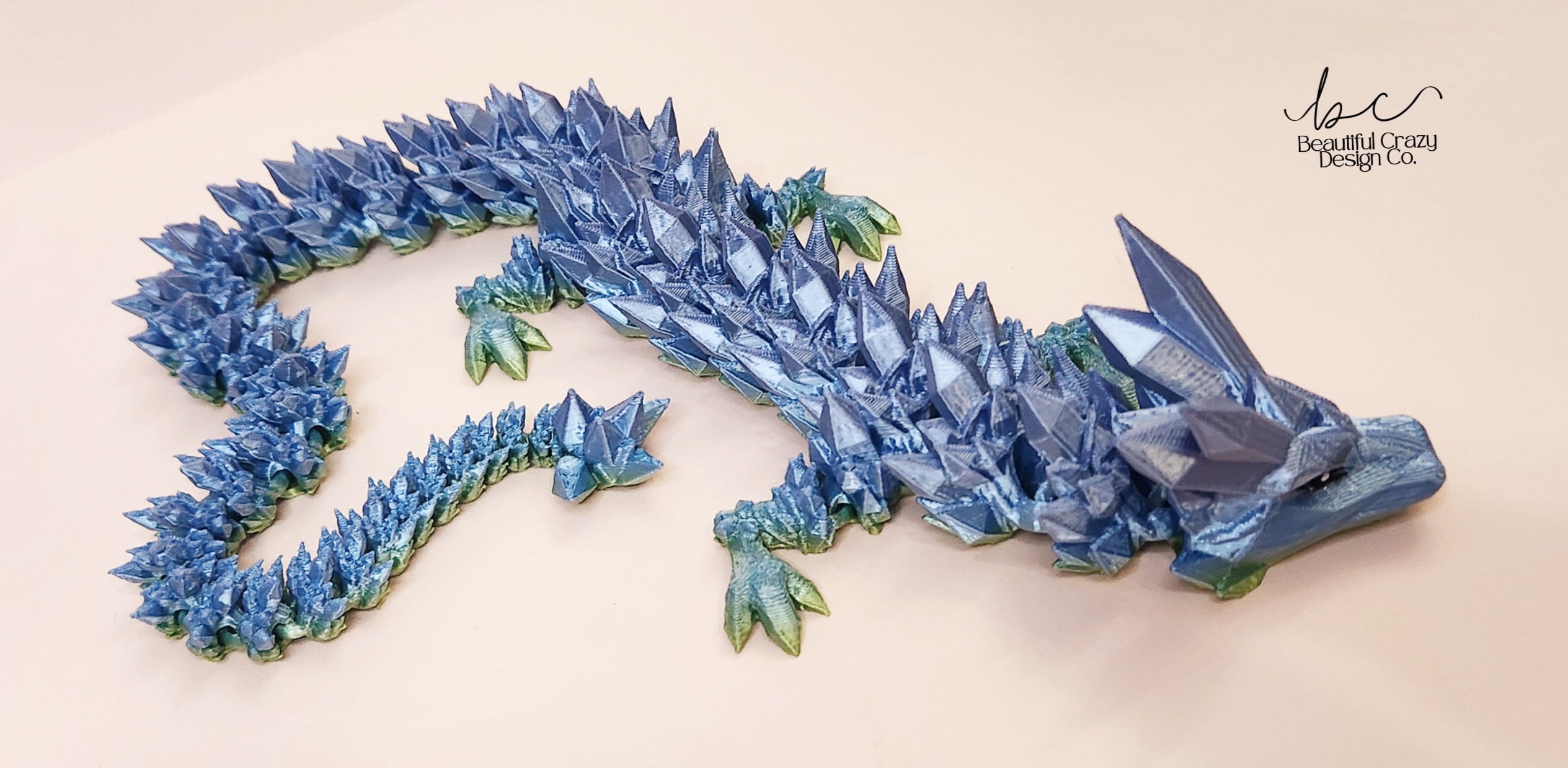 3D Printed Crystal Dragon, Fun Articulated Dragon, 3D Printed Figurine ...