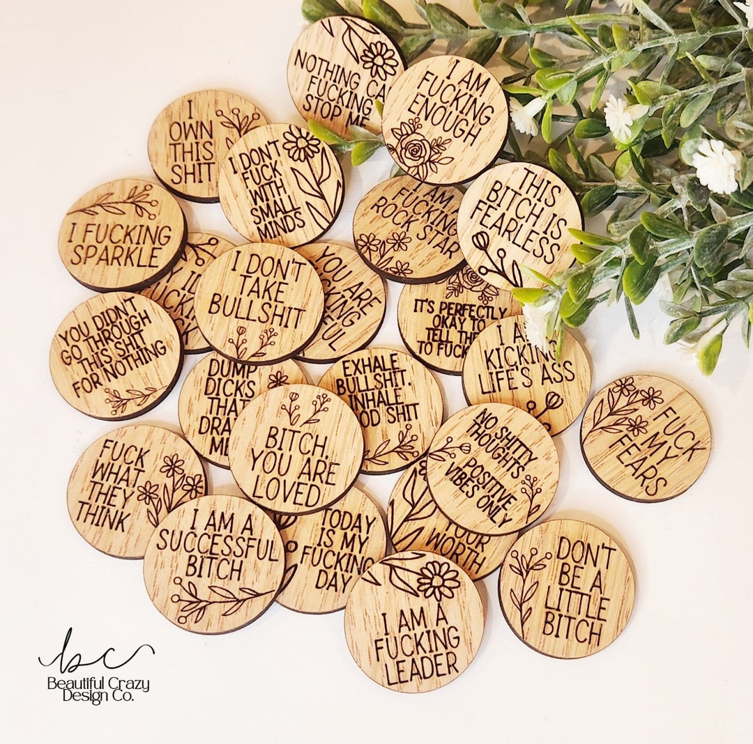 Sweary Affirmation Tokens | Fun Unique Adult Gift | Sweary Adult Pocket ...