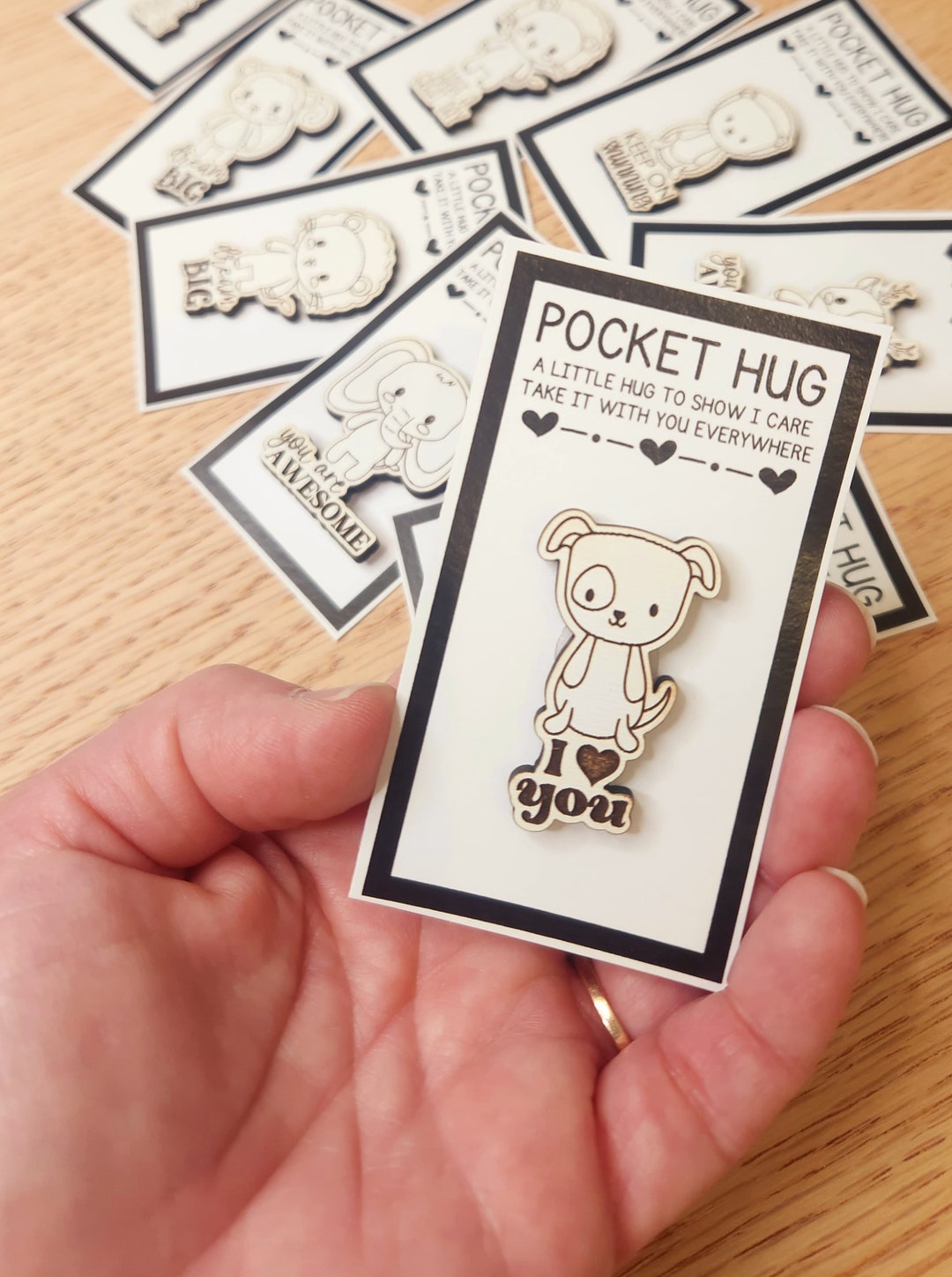 Pocket Hug Wood Animal Token & Card, Pocket Animal Keepsake, Gift for ...