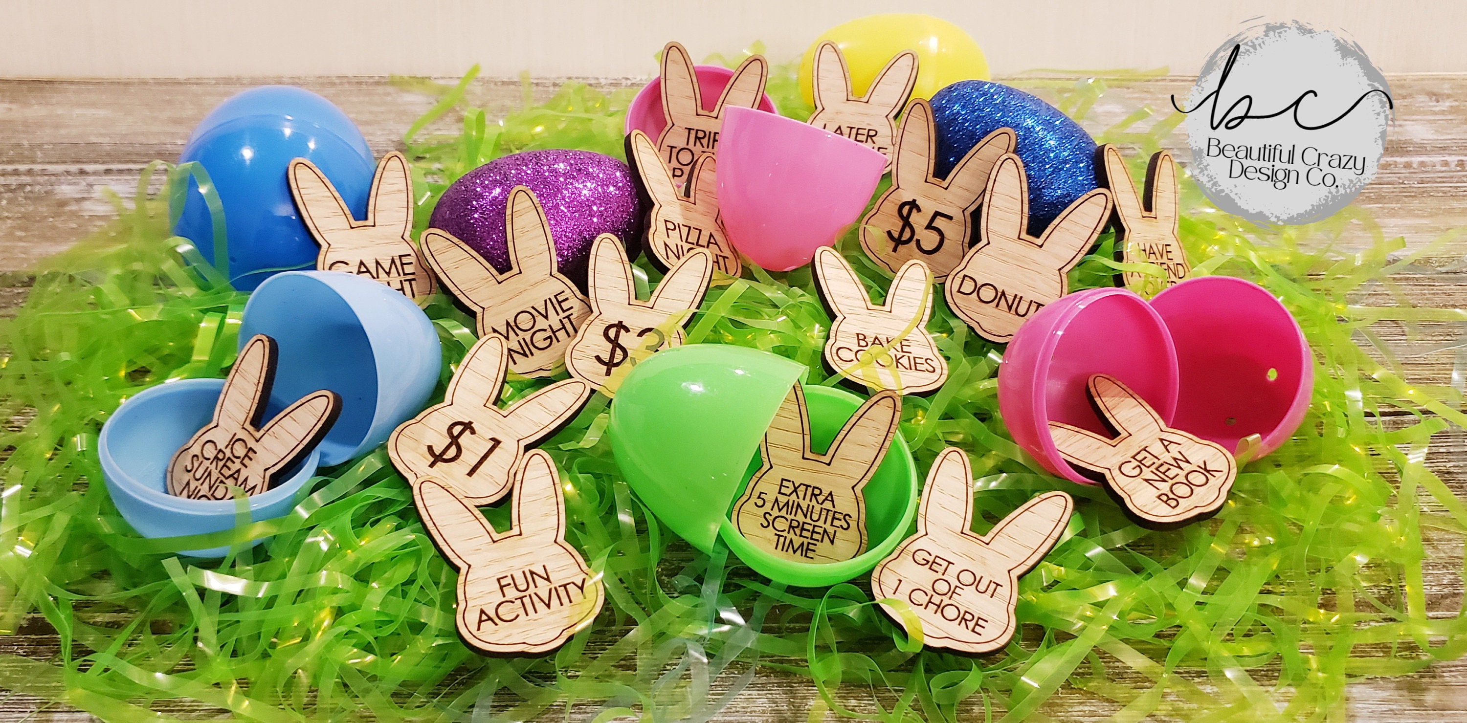 Wood Easter Egg Tokens Bunny Shape Easter Basket Coins - Etsy