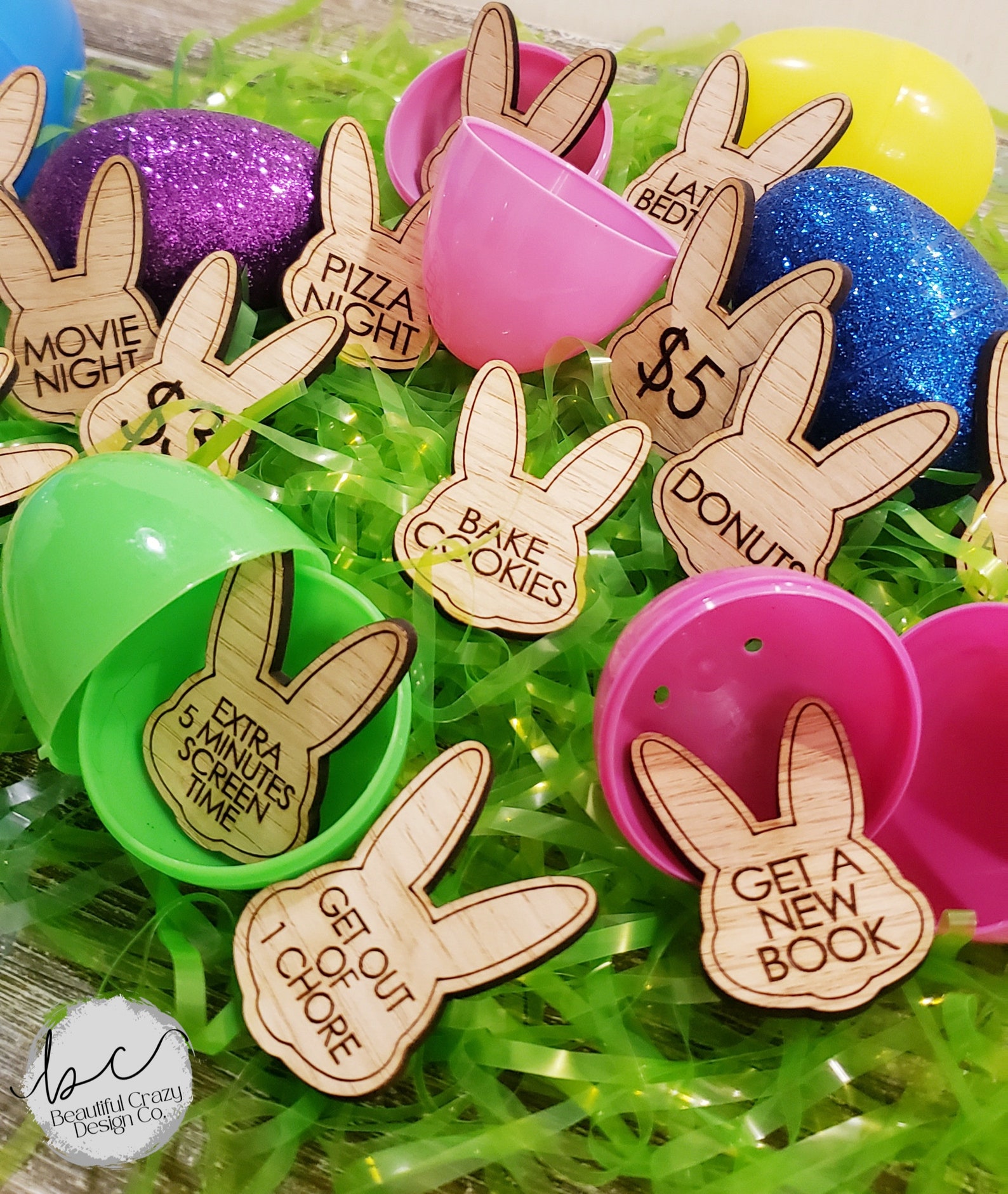 Wood Easter Egg Tokens Bunny Shape Easter Basket Coins - Etsy