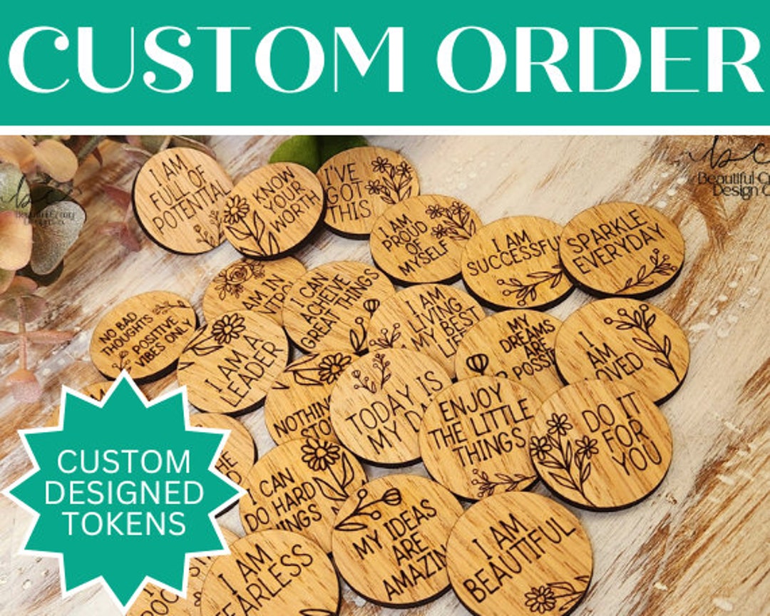 CUSTOM Laser Engraved Wood Tokens, Personalized Gift Idea, Unique Gift ...
