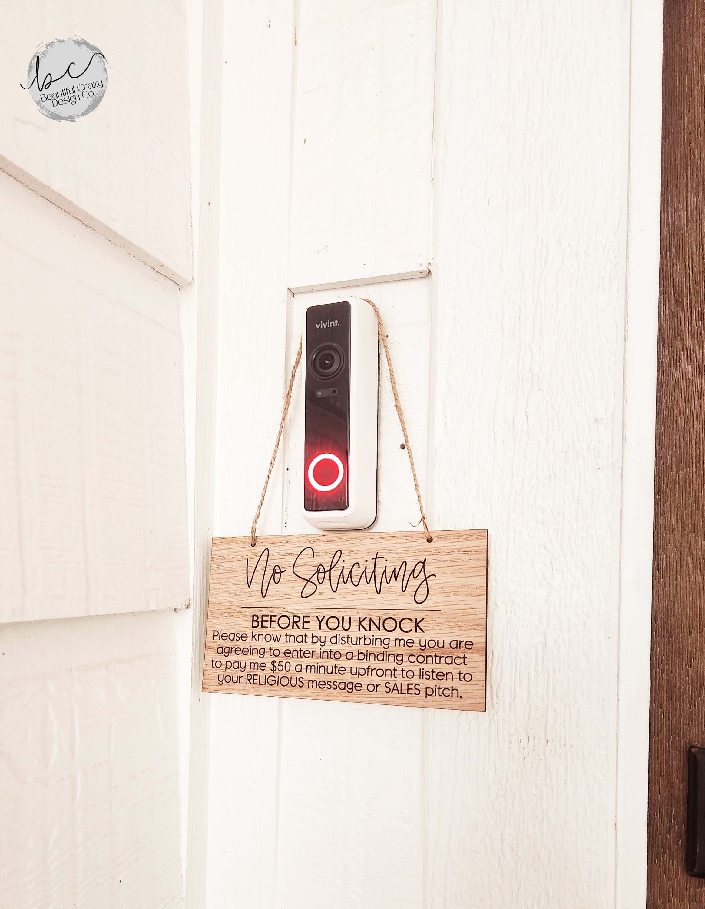 No Soliciting Sign Funny Doorbell Sign Hanging No Soliciting Wood Sign ...