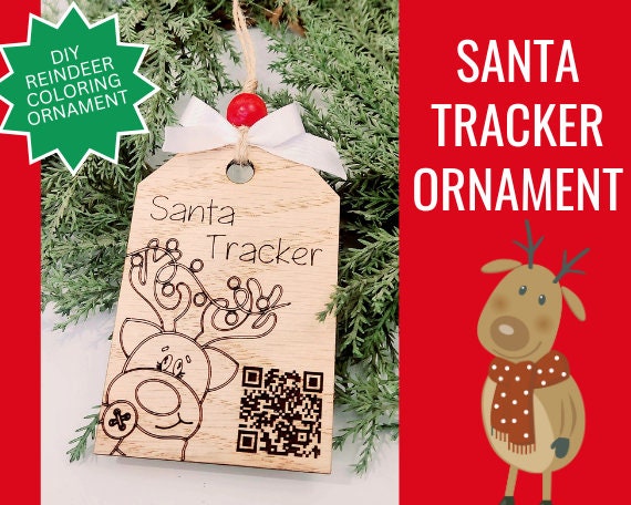 Santa Tracker Ornament With QR Code, DIY Kids Coloring Ornament, Family ...