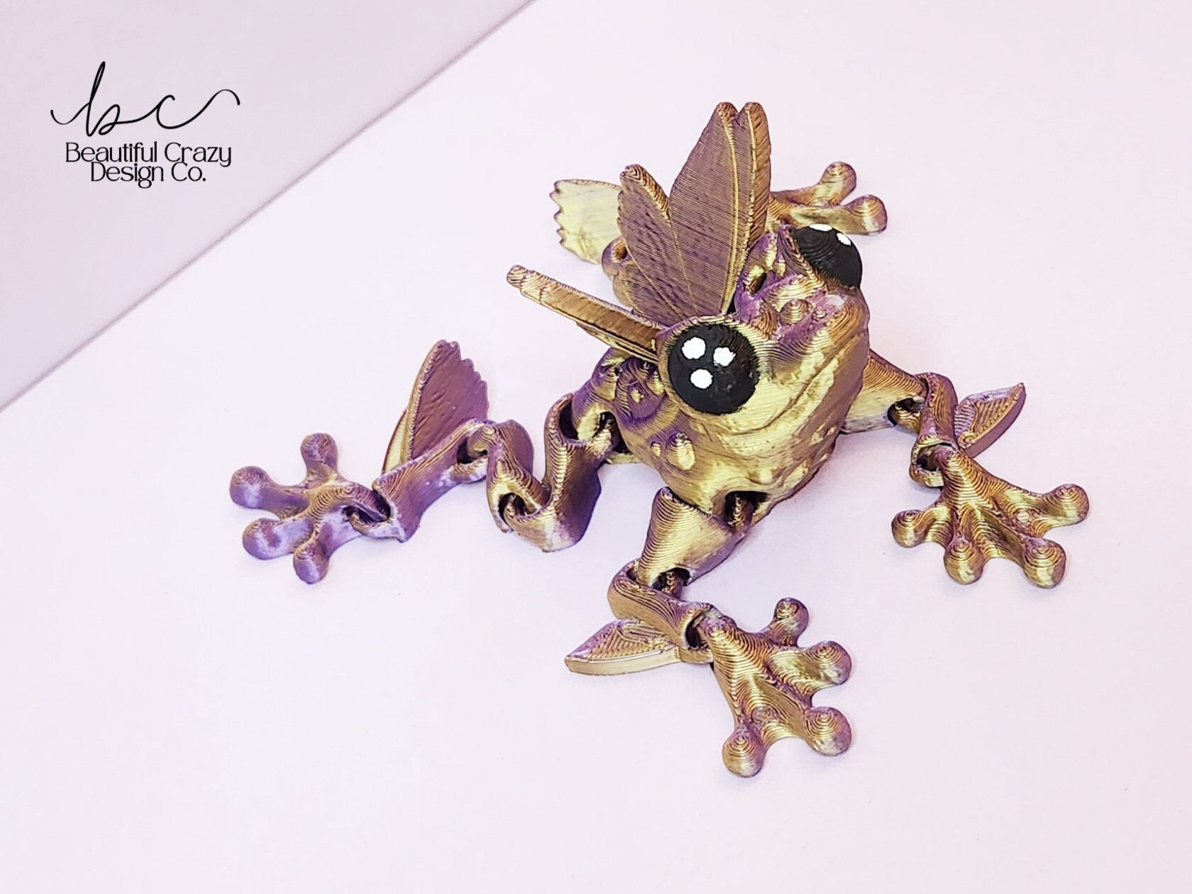 Articulated 3D Printed Winged Flutter Frog Sculpture Customizable ...