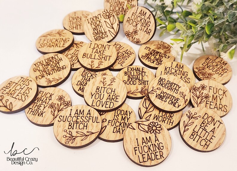 Sweary Affirmation Tokens Fun Unique Adult Gift Sweary Adult Pocket ...