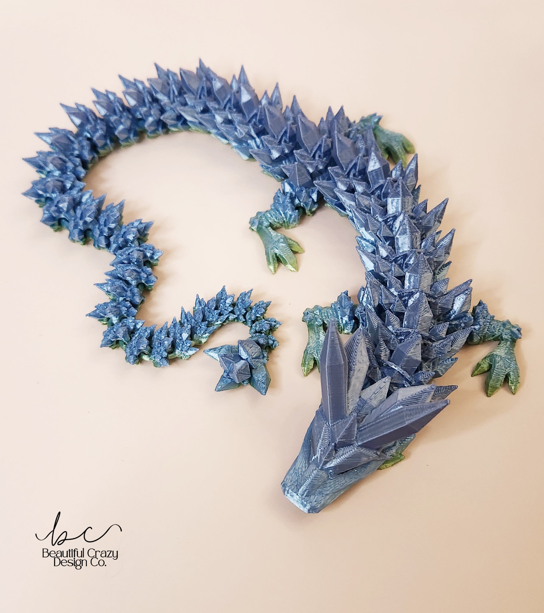 3D Printed Crystal Dragon, Fun Articulated Dragon, 3D Printed Figurine ...