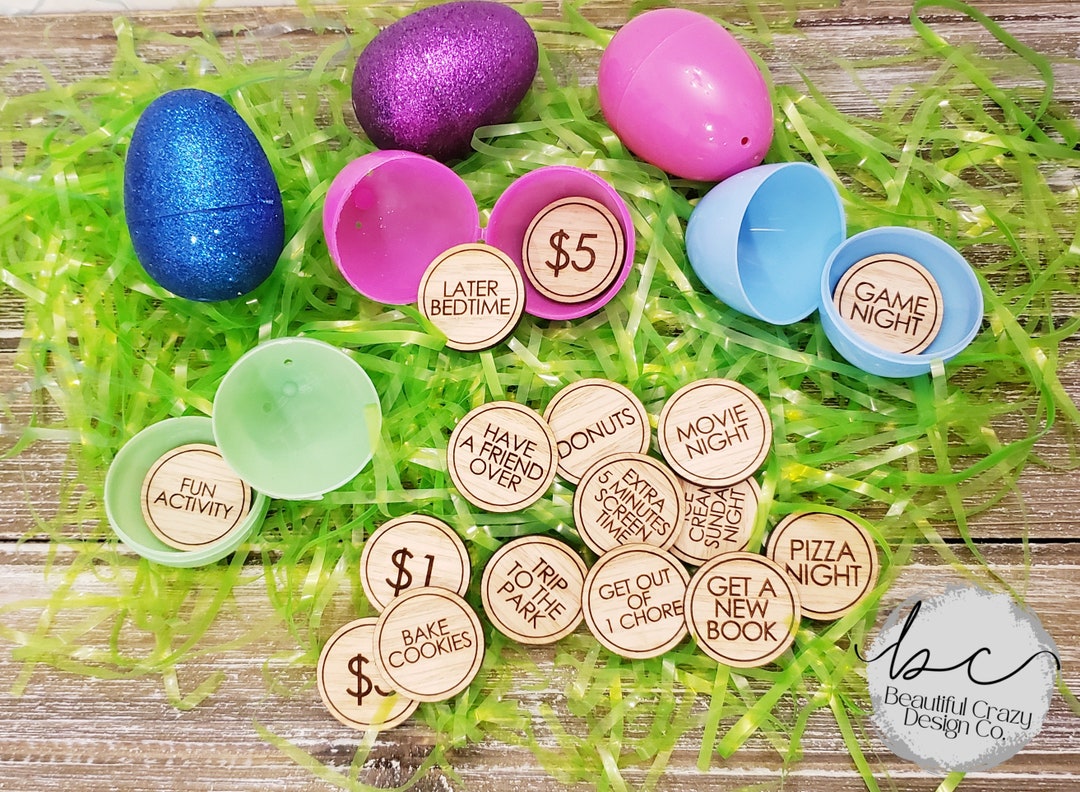 Wood Easter Egg Tokens Easter Basket Wooden Coins Easter Basket Items ...