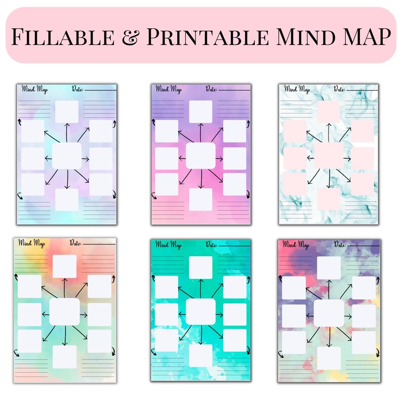 Printable Digital Editable Mind Map Planner Goodnotes ADHD Mind Mapping ...