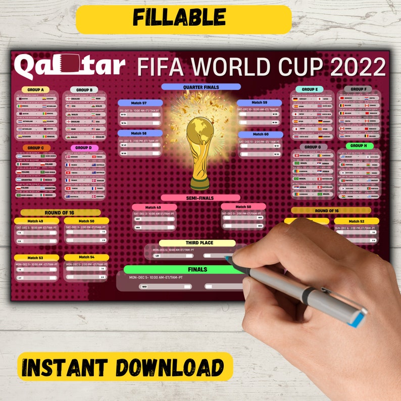 Printable FIFA 2022 Qatar World Cup Wall Chart Instant - Etsy Canada Printable FIFA 2022 Qatar World Cup Wall Chart Instant - Etsy Canada