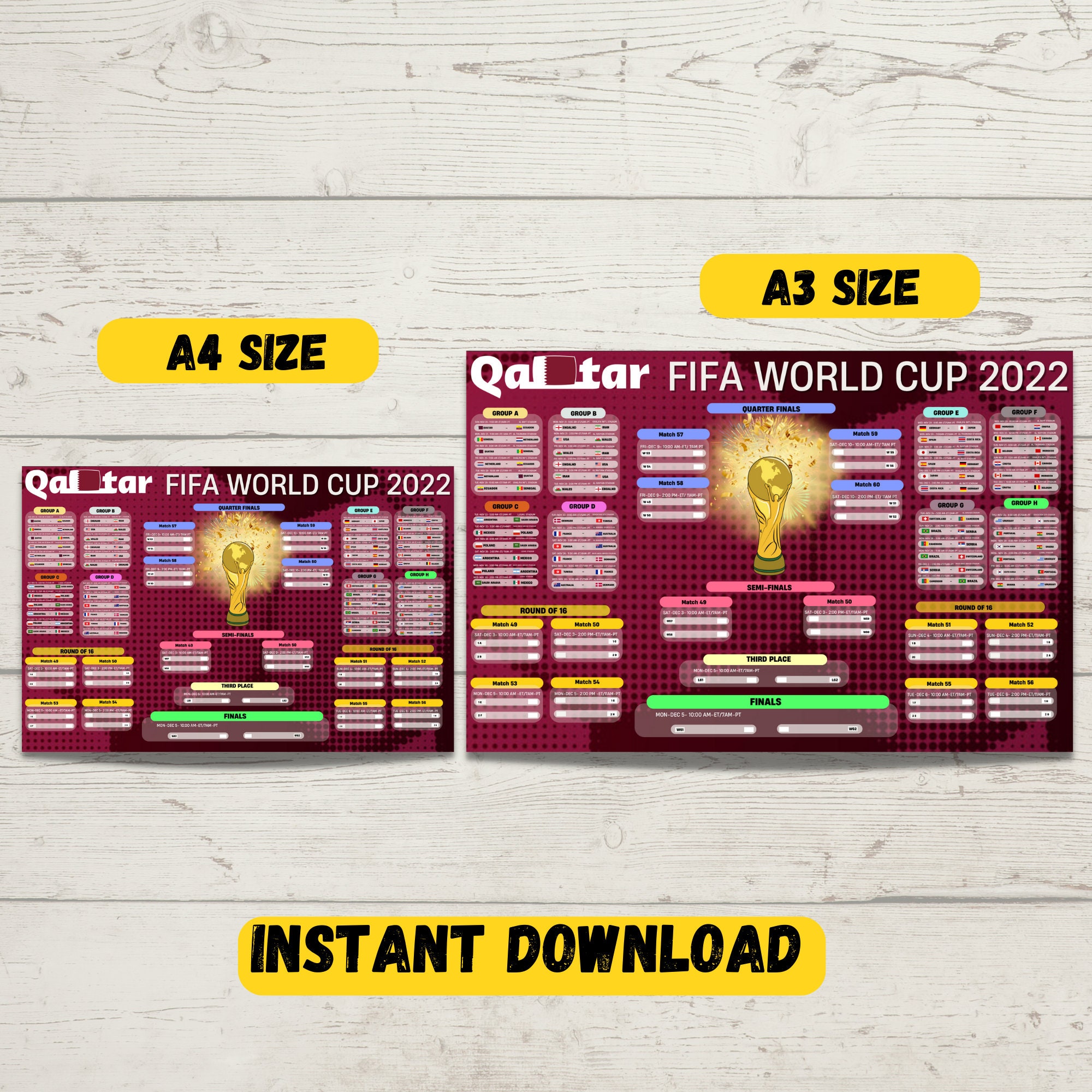 Printable FIFA 2022 Qatar World Cup Wall Chart Instant - Etsy Canada