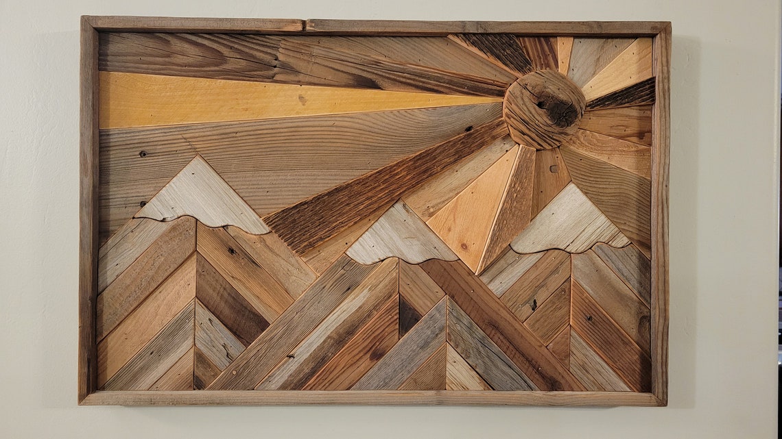 Reclaimed Wood Rustic Mountain Wall Art - Etsy Reclaimed Wood Rustic Mountain Wall Art - Etsy