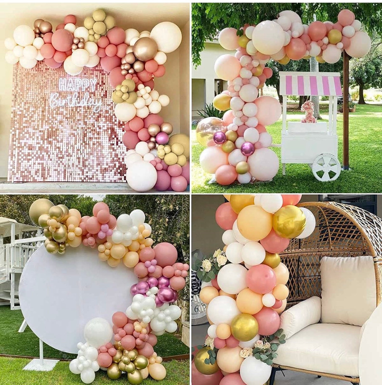 DIY 99 Pcs Balloon Garland With Flowers, Retro Skin,matte White ...
