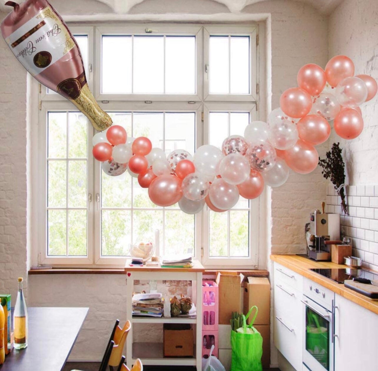 Champagne Bubble Balloon Garland Champagne Rose Gold, Confetti Rose ...