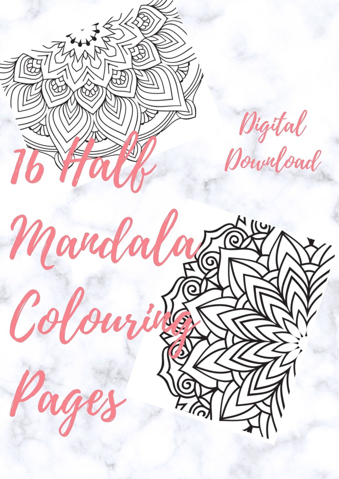 16 Half Mandalas Colouring Pages to Download - Etsy
