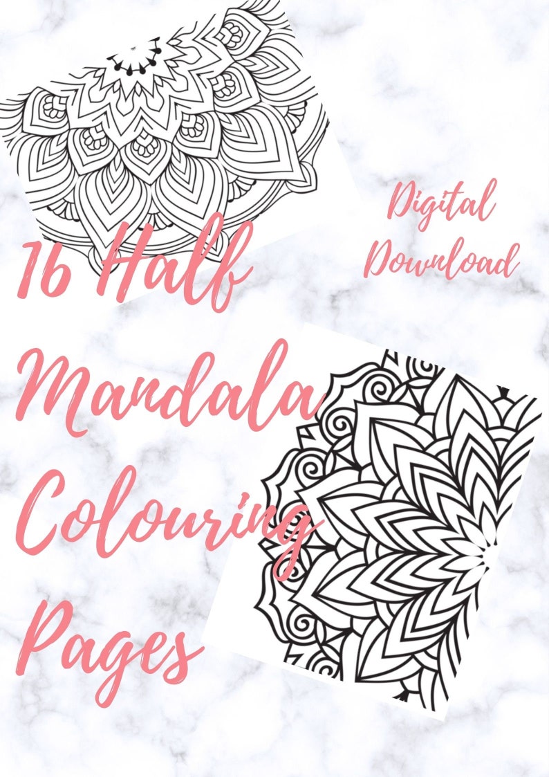 16 Half Mandalas Colouring Pages to Download - Etsy