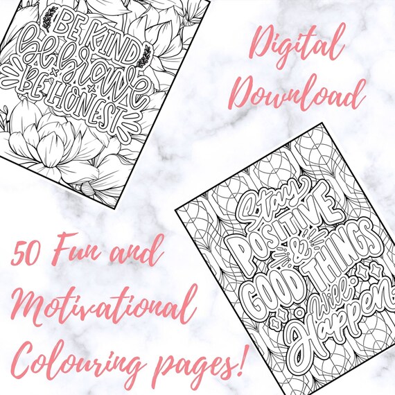 50 Motivational Colouring Pages to Download | Etsy