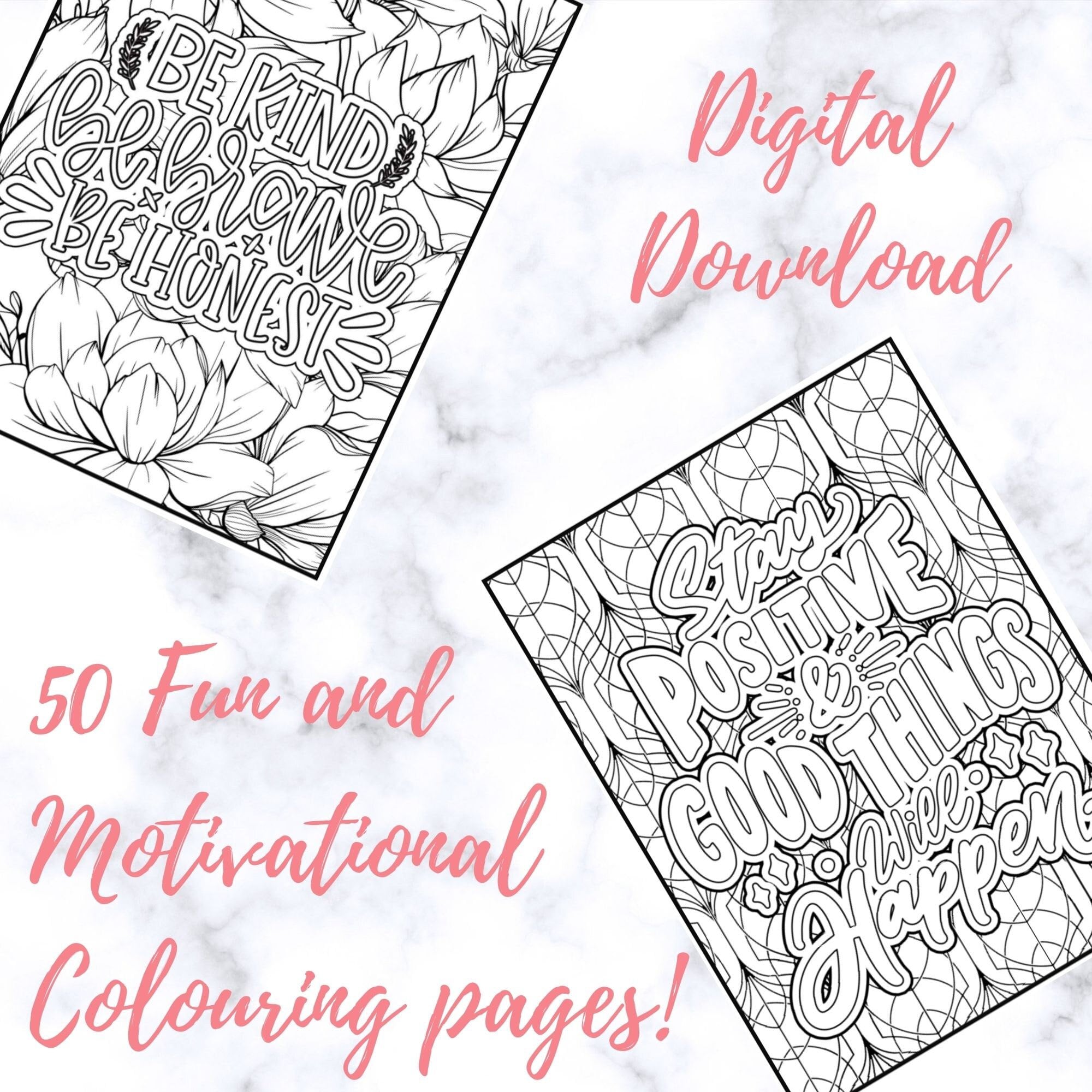 50 Motivational Colouring Pages to Download - Etsy