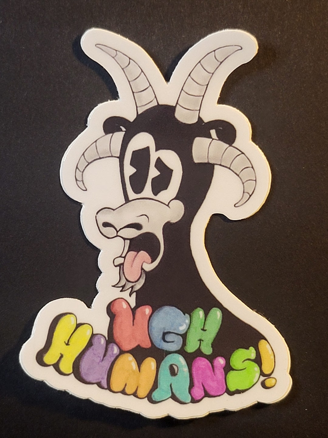 Jake Goat "ugh Humans" Sticker, Cartoon Sticker, Fun Sticker - Etsy