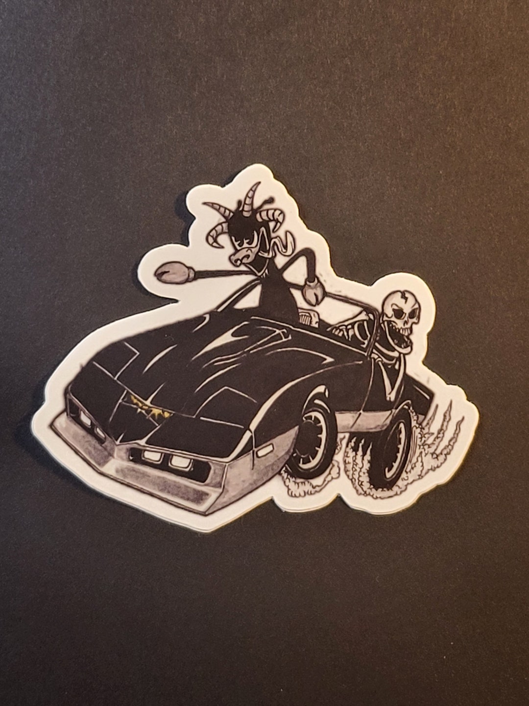 Jake and Skully Driving K.A.R.R. Sticker, Knight Rider Sticker, Cartoon ...