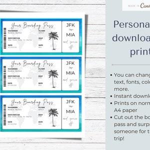Editable Tropical Boarding Pass Template | Tropical Vacation ...