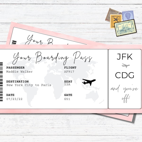 Custom Plane Ticket Print at Home - Etsy