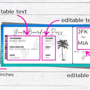 Editable Tropical Boarding Pass Template | Tropical Vacation ...