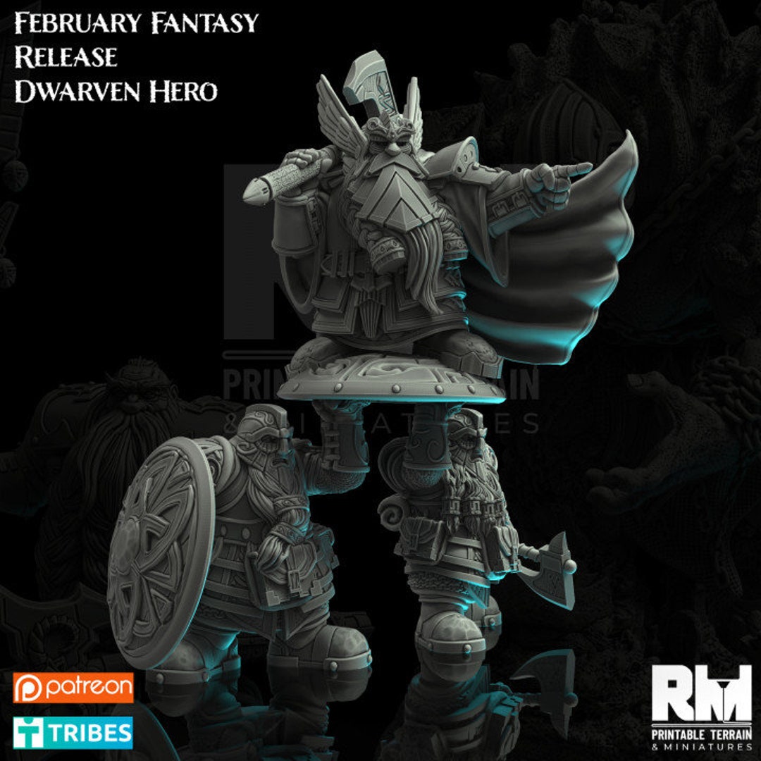 Dwarf Lord on Shield Bearers - Kanaglim Reclaimed Rmprintable - Etsy