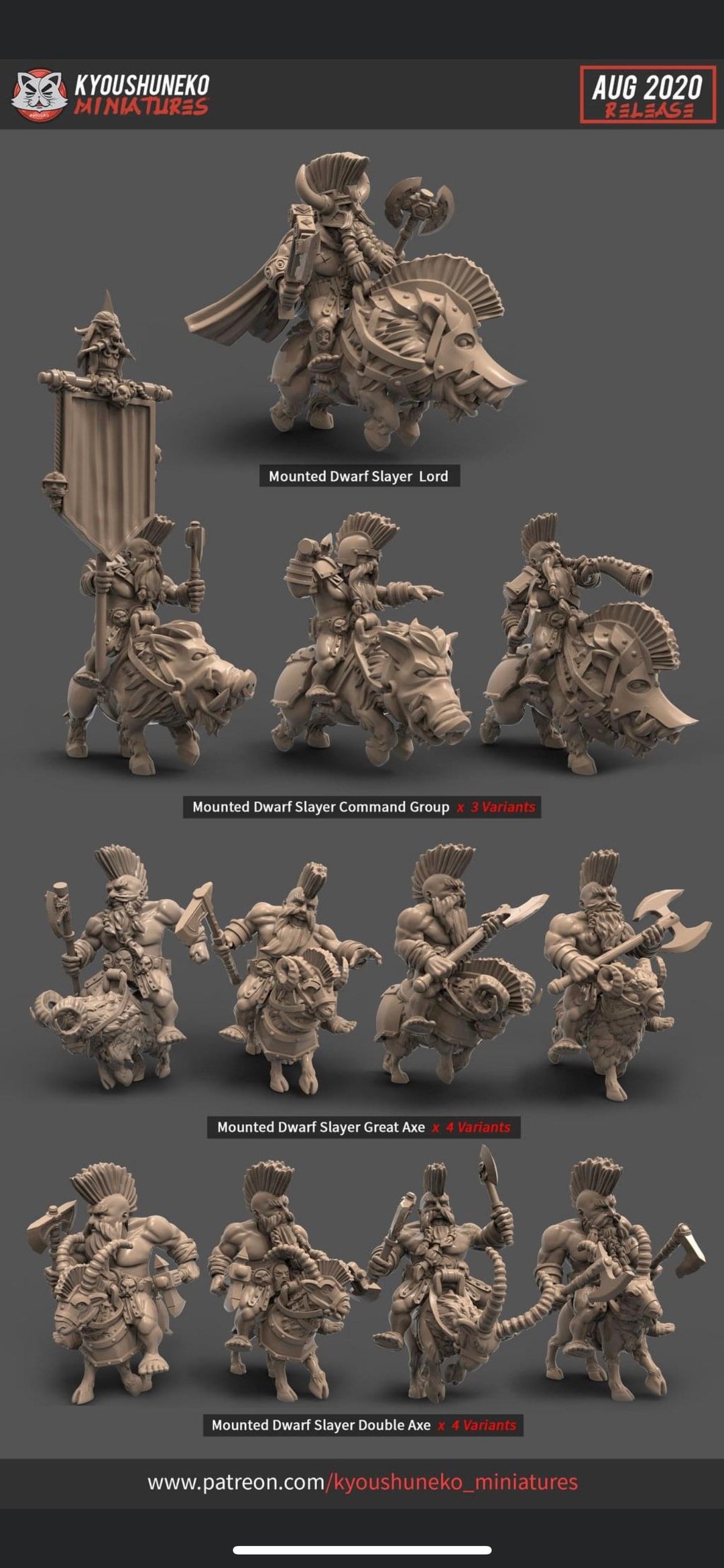 Dwarf Mounted Slayers - Kyoushuneko Miniatures - Etsy