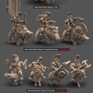 Dwarf Mounted Slayers - Kyoushuneko Miniatures - Etsy