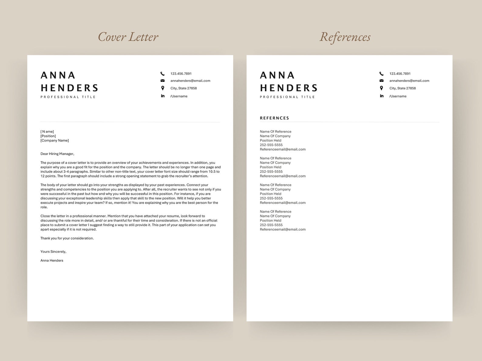 Minimalist Resume Template Word (clean, Simple Resume, Modern Resume ...