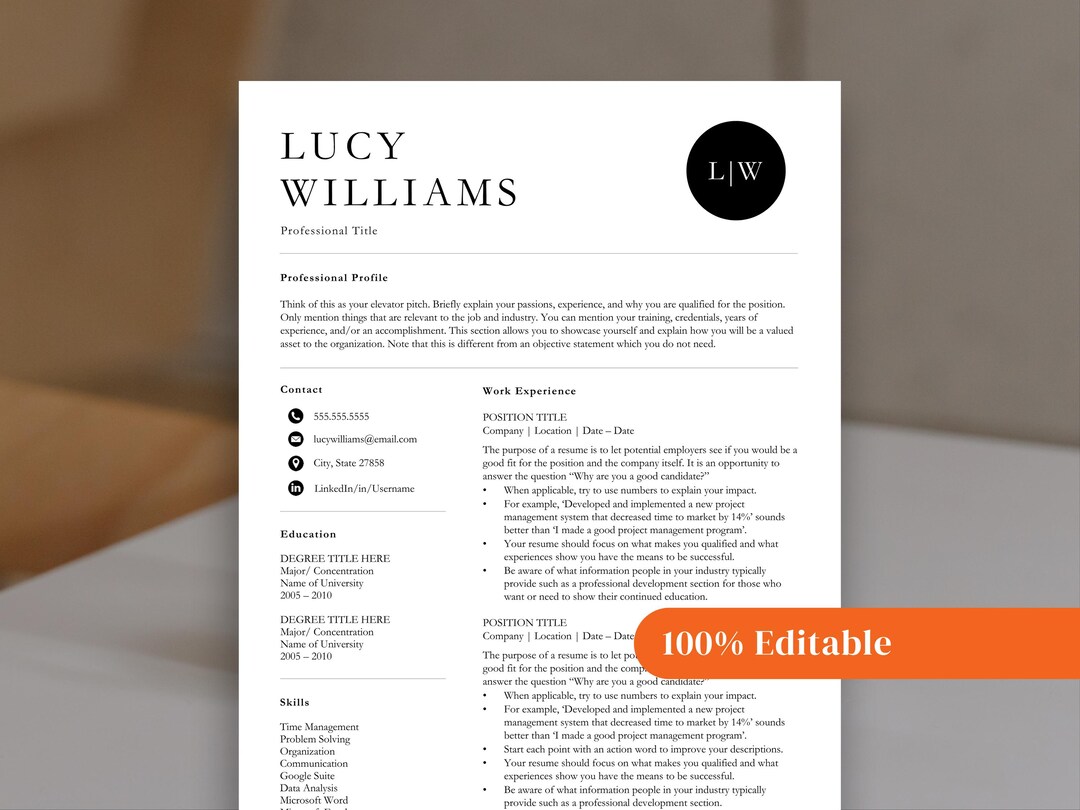 Modèle de CV moderne pour Word | Design élégant et professionnel ...
