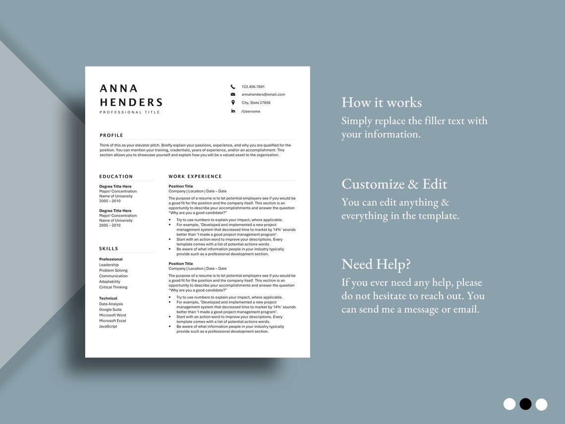 Minimalist Resume Template Word clean Simple Resume Modern | Etsy