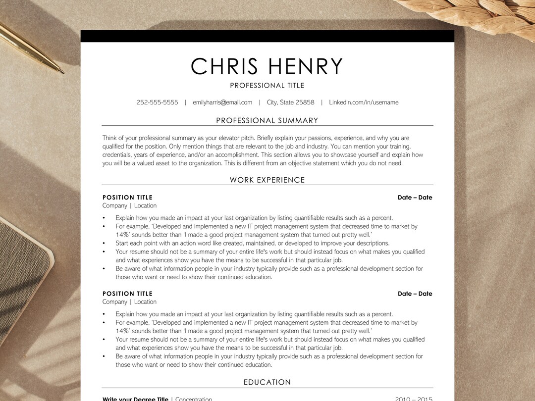 Modèle de CV ATS Friendly (modèle de CV simple et minimaliste, modèle ...