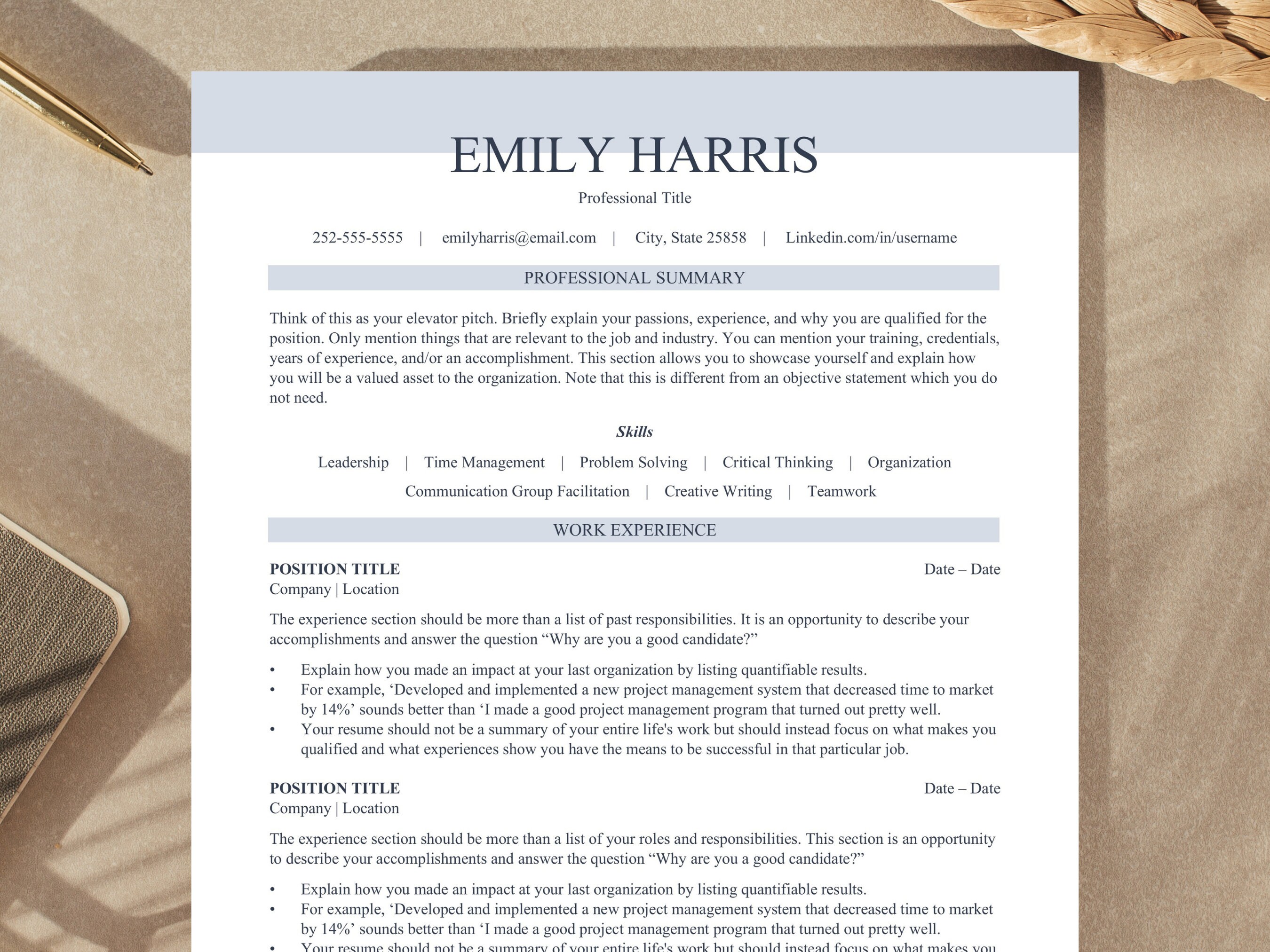 Simple ATS Friendly Resume Template (clean, Modern Resume Template, 1 ...