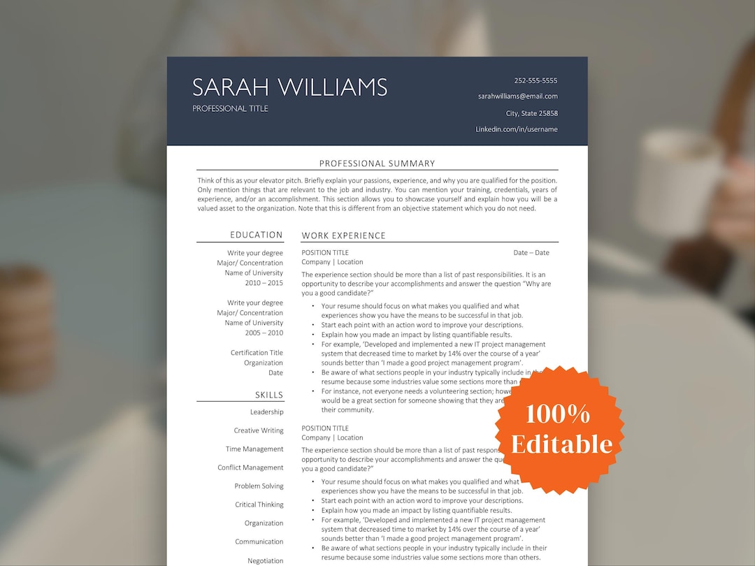 Resume Template Bundle: First Job, Cover Letter, References (word ...