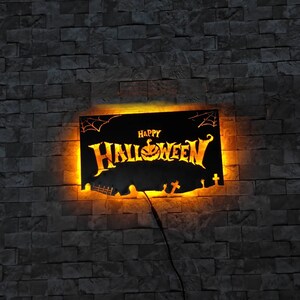 Wall Sign 3D, Halloween Wall Decor, Led Light Wall Decor, Halloween Led ...
