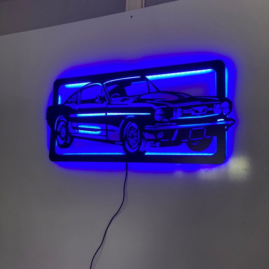 Wall Sign 3D Ford Mustang Wall Decor Led Light Wall Decor - Etsy
