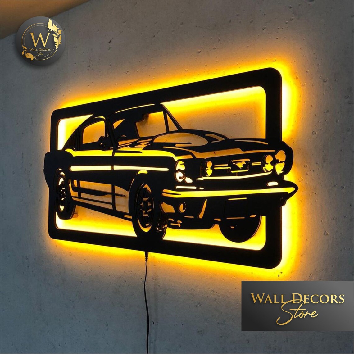 Wall Sign 3D Ford Mustang Wall Decor Led Light Wall Decor - Etsy