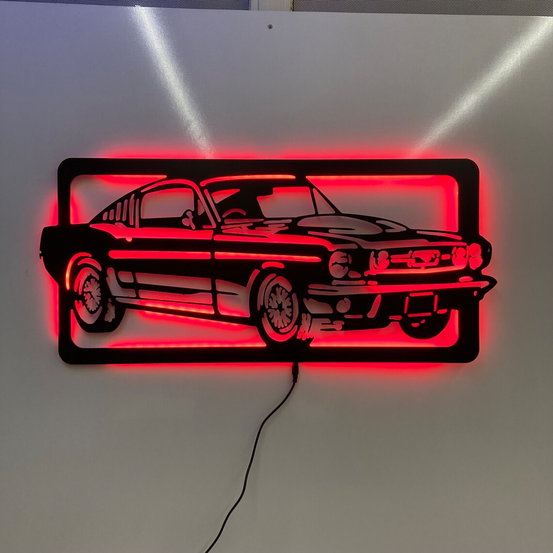 Wall Sign 3D Ford Mustang Wall Decor Led Light Wall Decor - Etsy