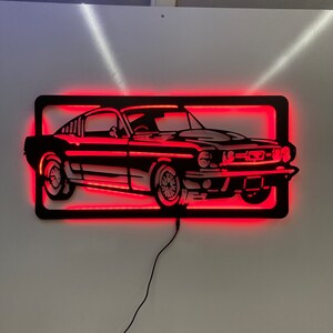 Wall Sign 3D, Ford Mustang Wall Decor, Led Light Wall Decor, Composite ...