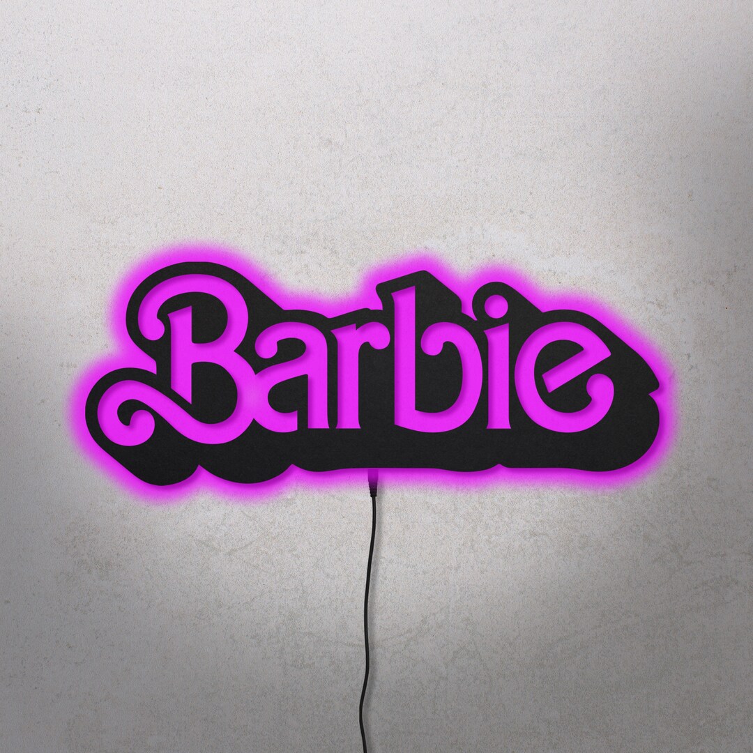 Barbie Wall Decor With Pink Led Light, Unique Barbie Wall Decor for ...