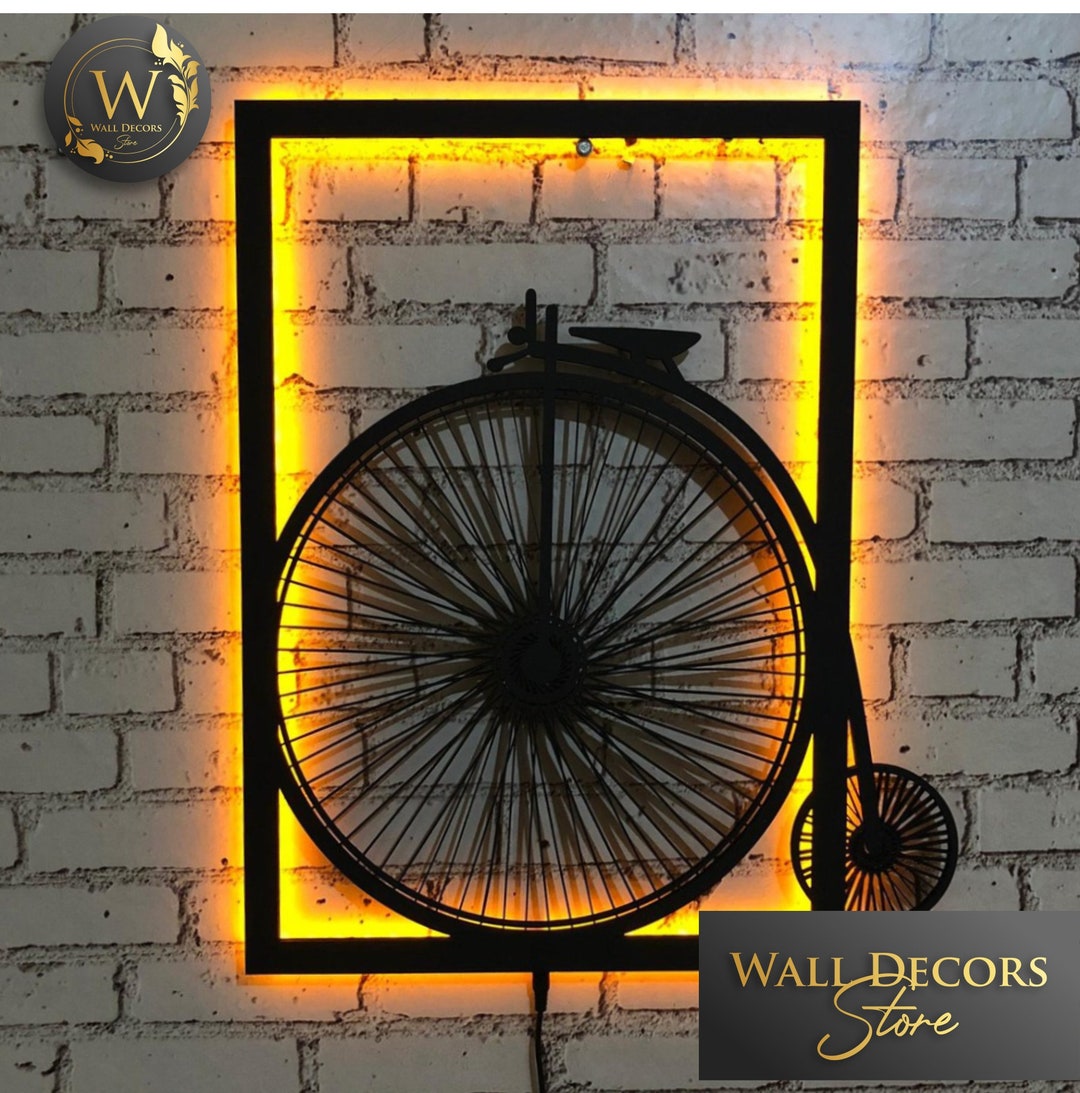 Wall Sign 3D, Bicycle Wall Decor, Led Light Wall Decor, Composite Sign ...