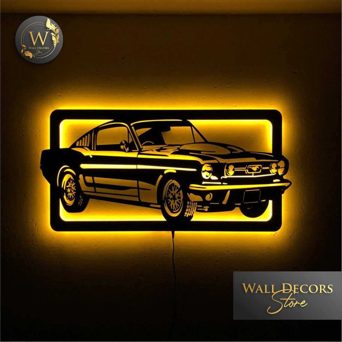 Wall Sign 3D Ford Mustang Wall Decor Led Light Wall Decor - Etsy